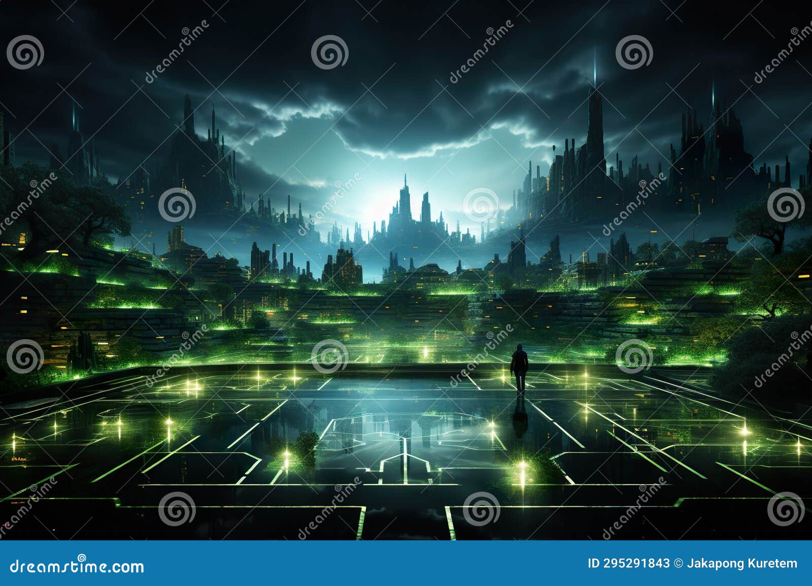 Interface the Distance Computer Digital Technology Background. Stock ...