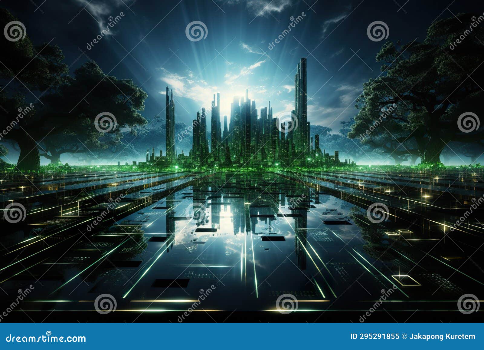 Interface the Distance Computer Digital Technology Background. Stock ...