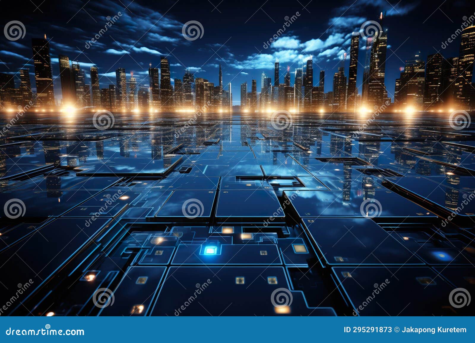 Interface the Distance Computer Digital Technology Background. Stock ...