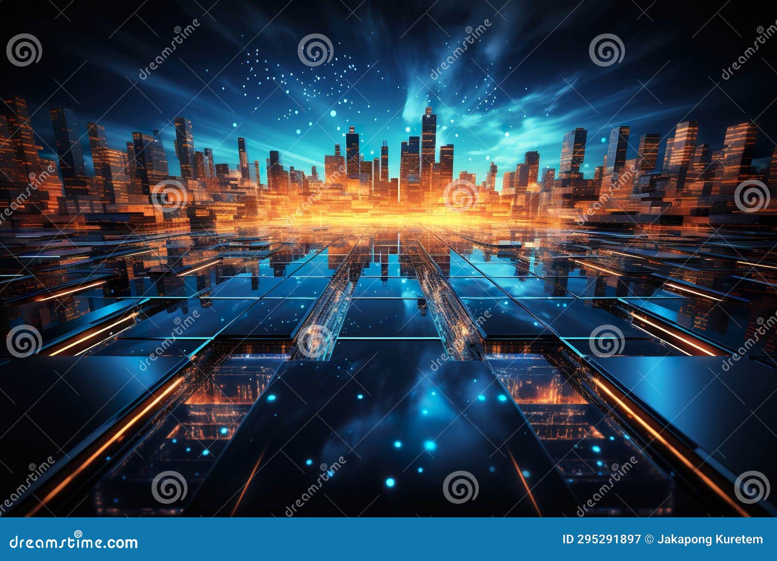 Interface the Distance Computer Digital Technology Background. Stock ...