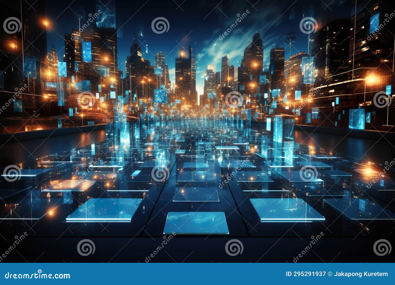 Interface the Distance Computer Digital Technology Background. Stock ...