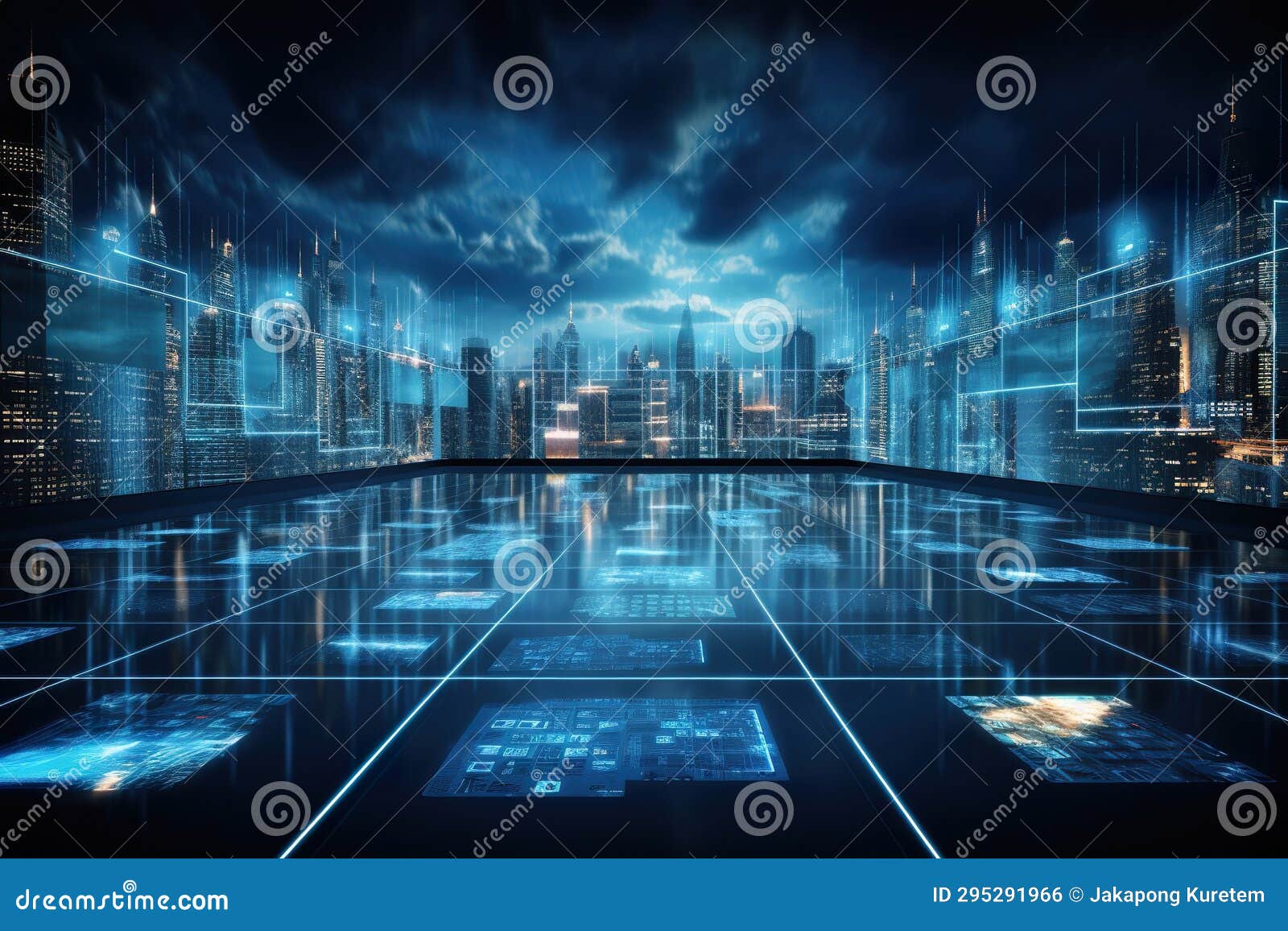 Interface the Distance Computer Digital Technology Background. Stock ...