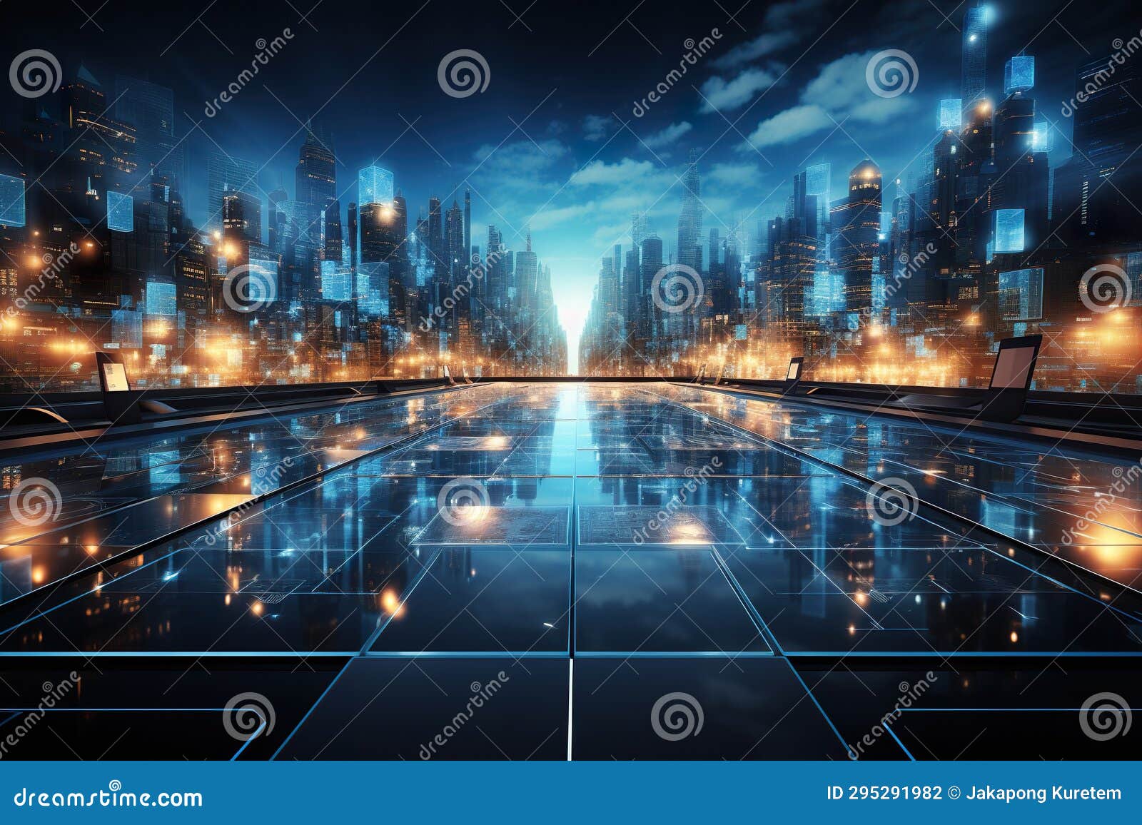 Interface the Distance Computer Digital Technology Background. Stock ...