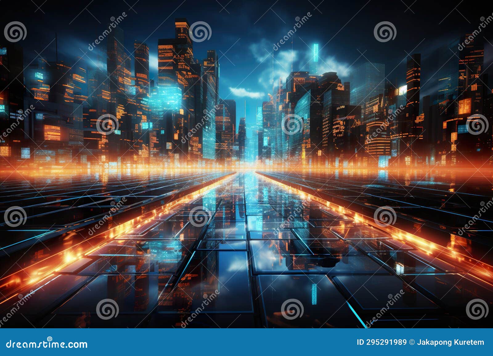 Interface the Distance Computer Digital Technology Background. Stock ...
