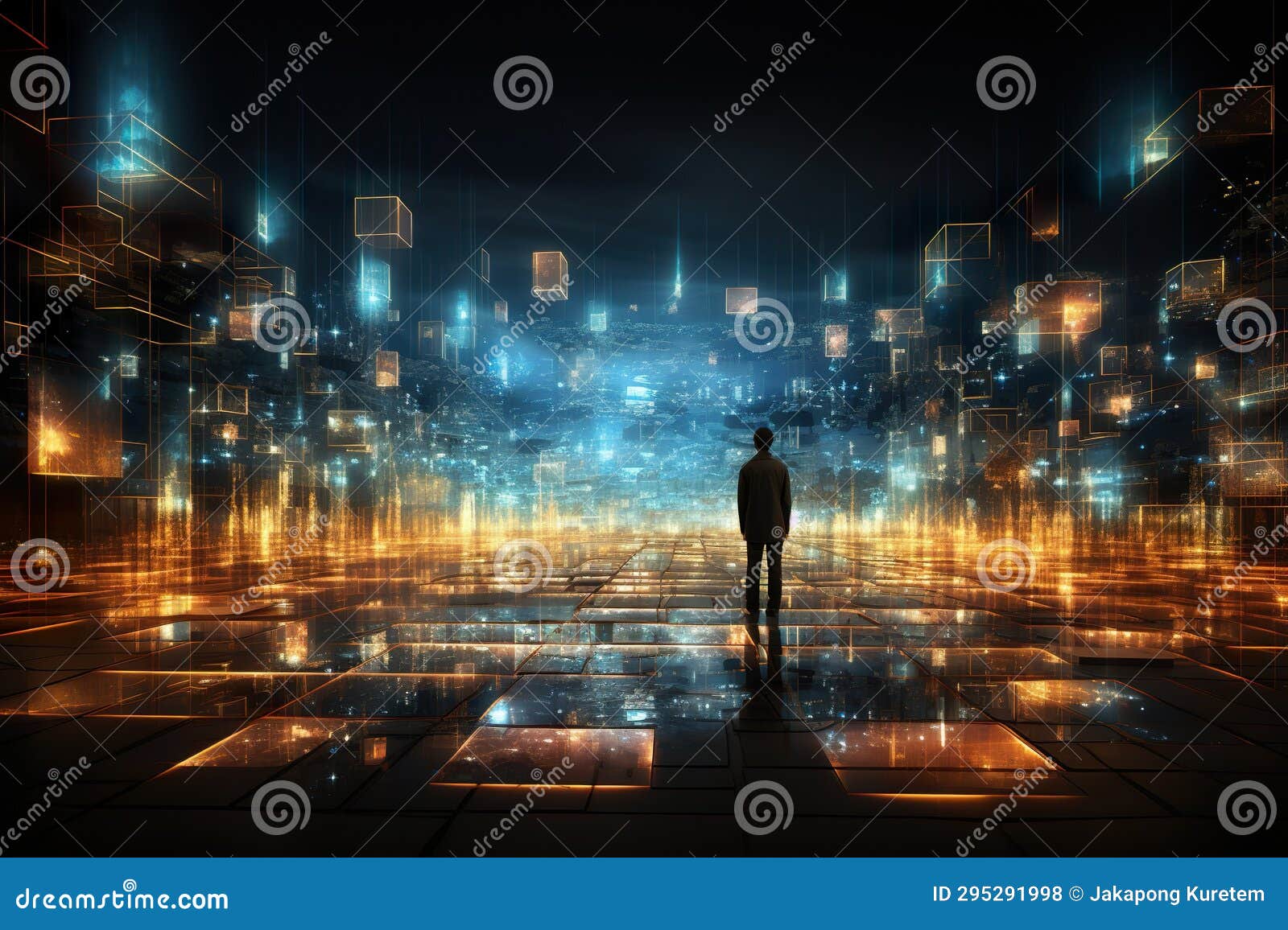 Interface the Distance Computer Digital Technology Background. Stock ...