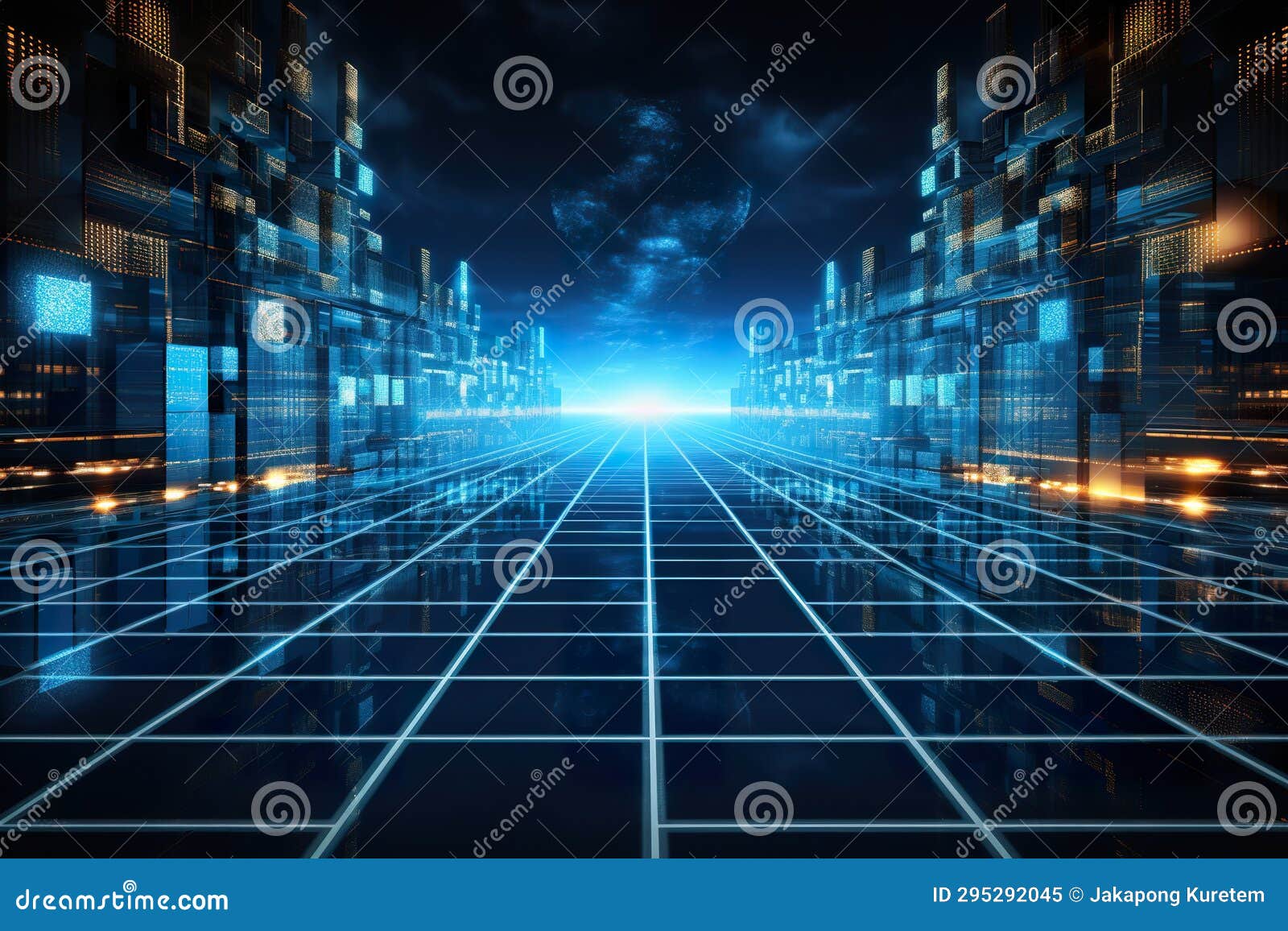 Interface the Distance Computer Digital Technology Background. Stock ...