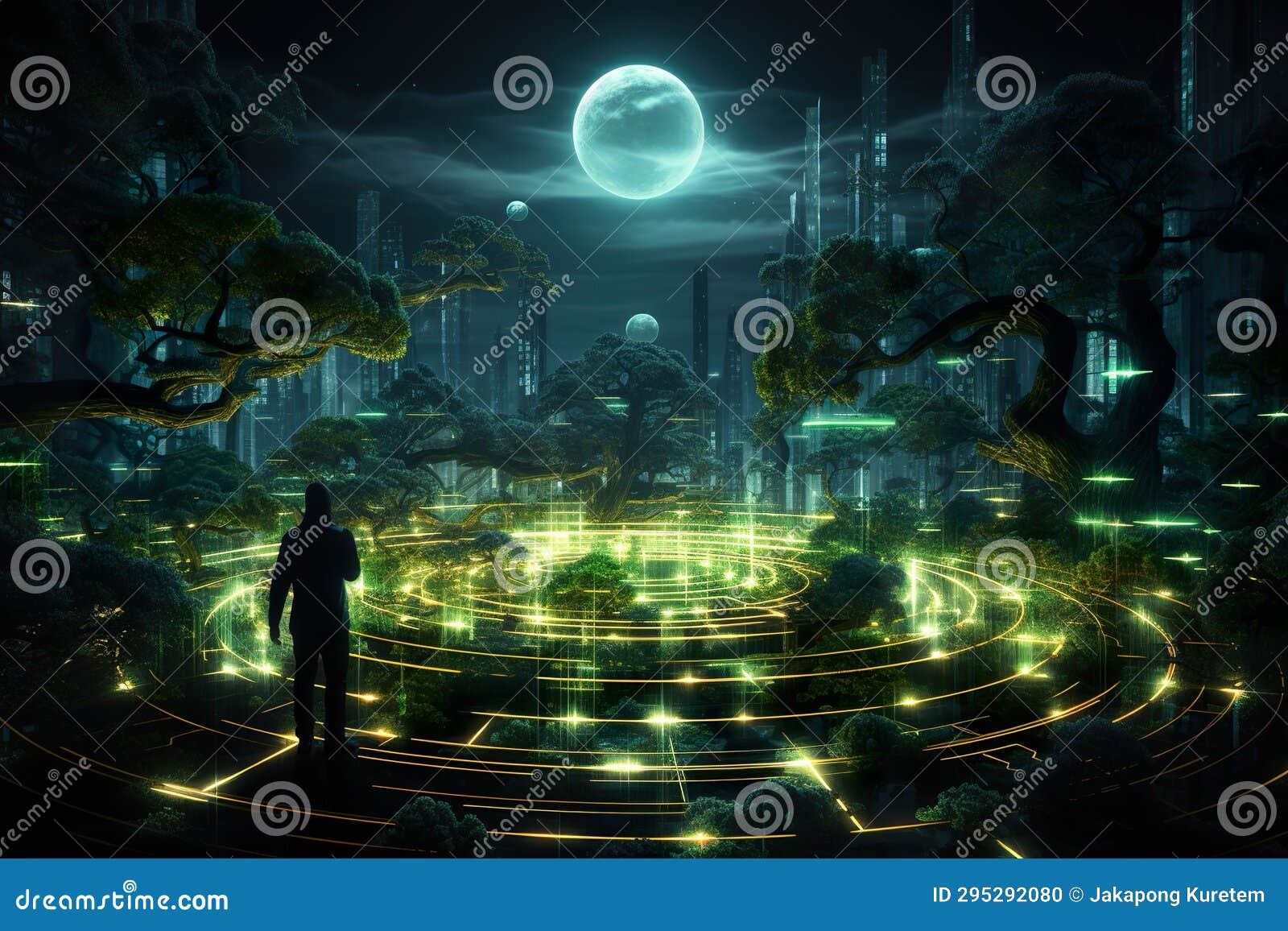 Interface the Distance Computer Digital Technology Background. Stock ...