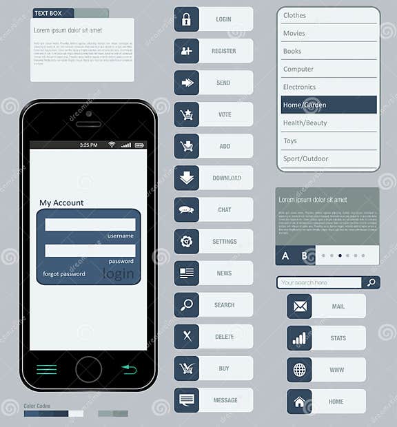 Interface Elements Using Flat Design Stock Vector - Illustration of ...