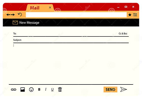 Interface of Email Message Blank Template Window Isolated on White - 3d ...