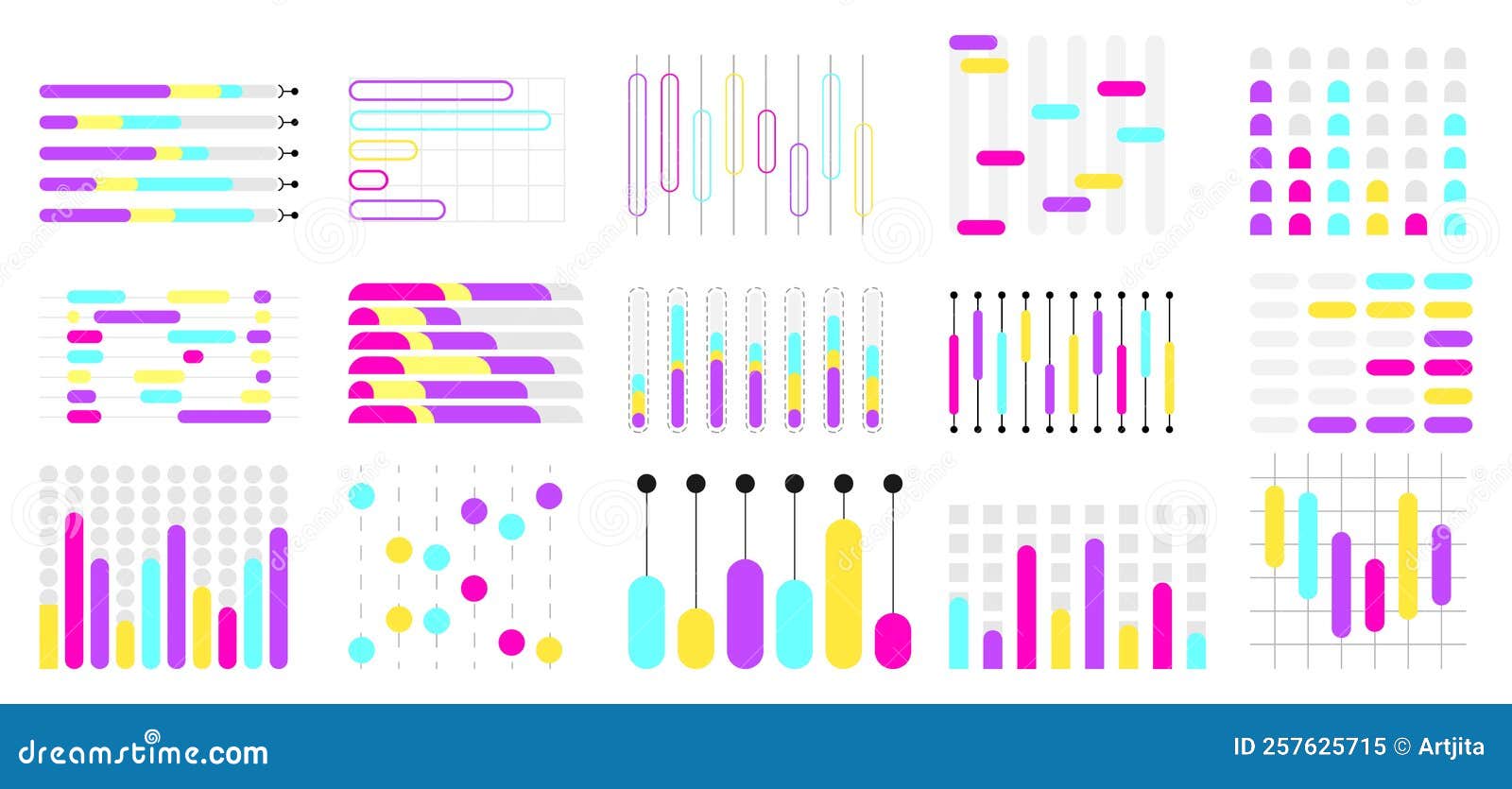 Interface Graph Set Vector. Business Data Market Sign. Admin Dashboard ...