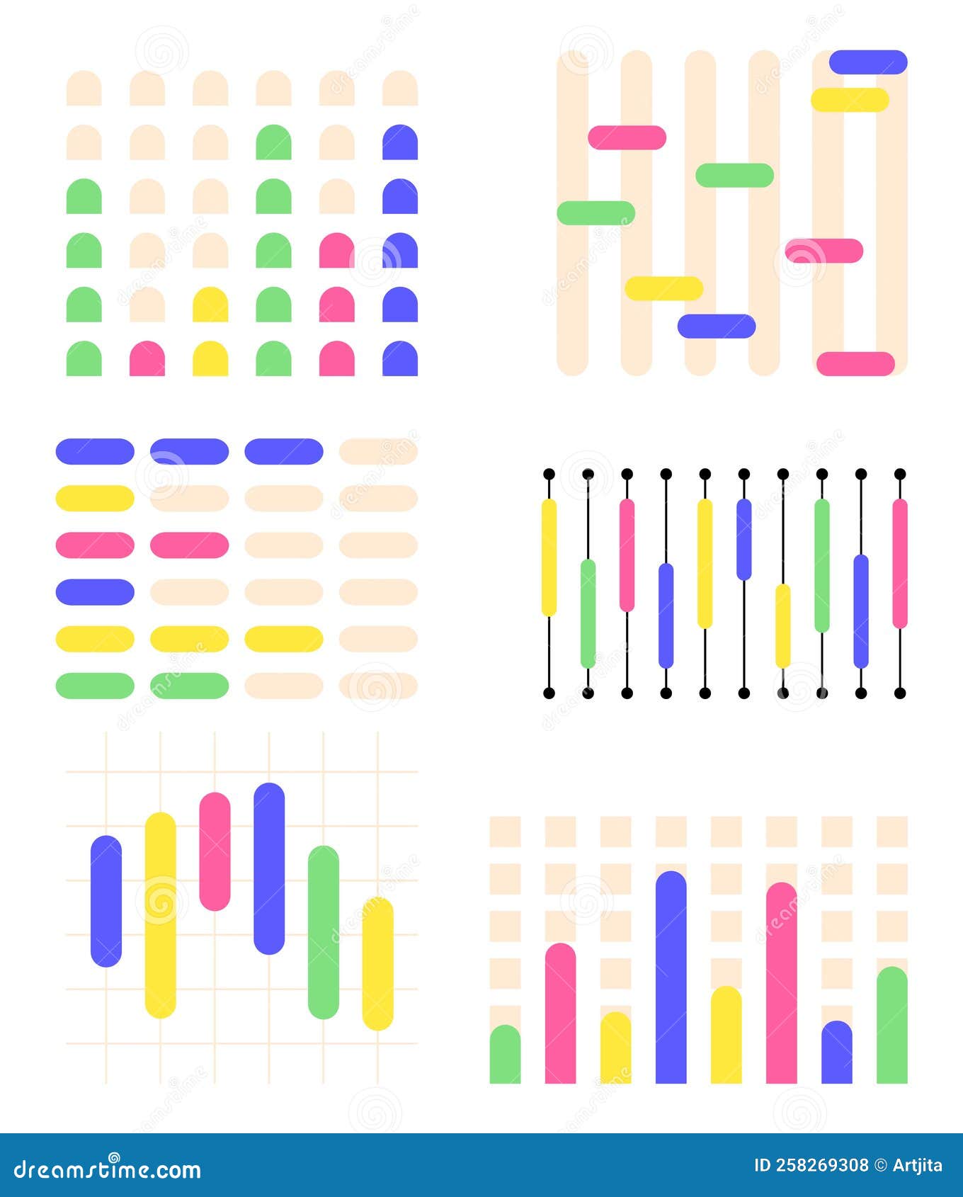 Interface Graph Web Set Vector. Dot Bar Illustration. Pie Charts ...