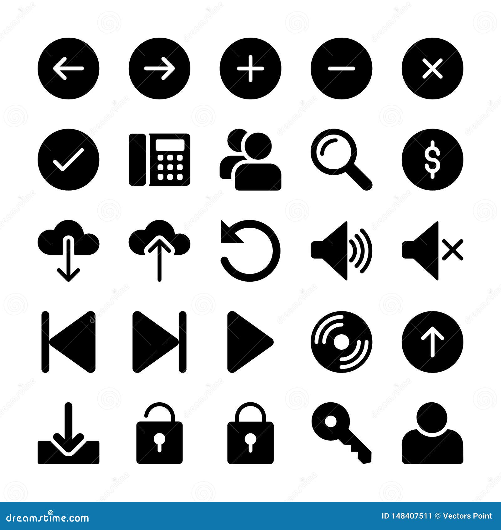 Interface Icons Pack stock illustration. Illustration of speaker ...