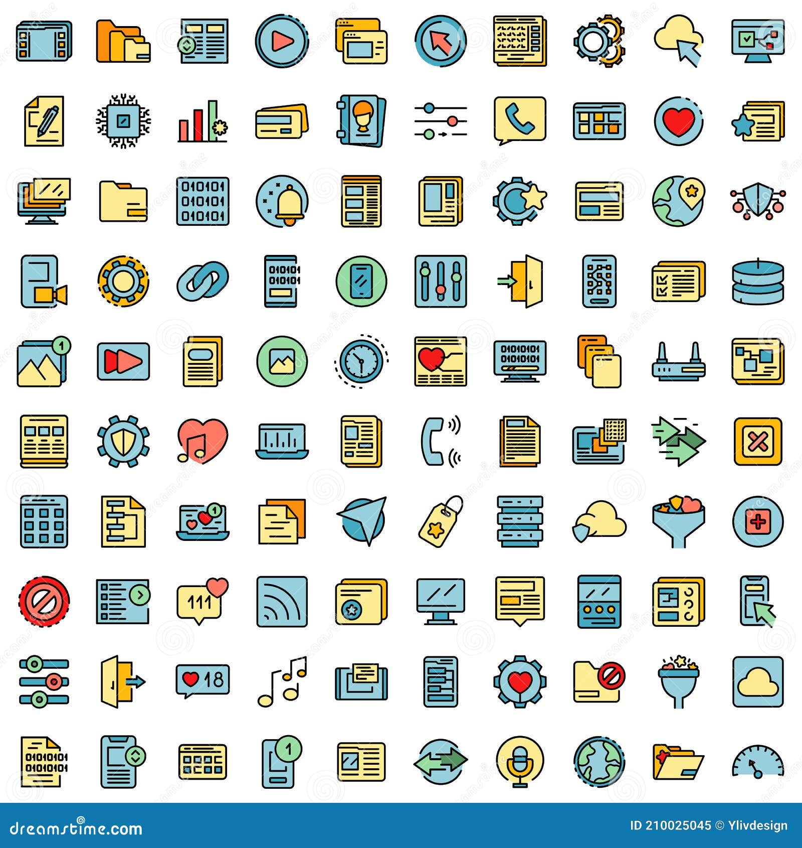 Interface Icons Set Vector Flat Stock Vector - Illustration of black ...