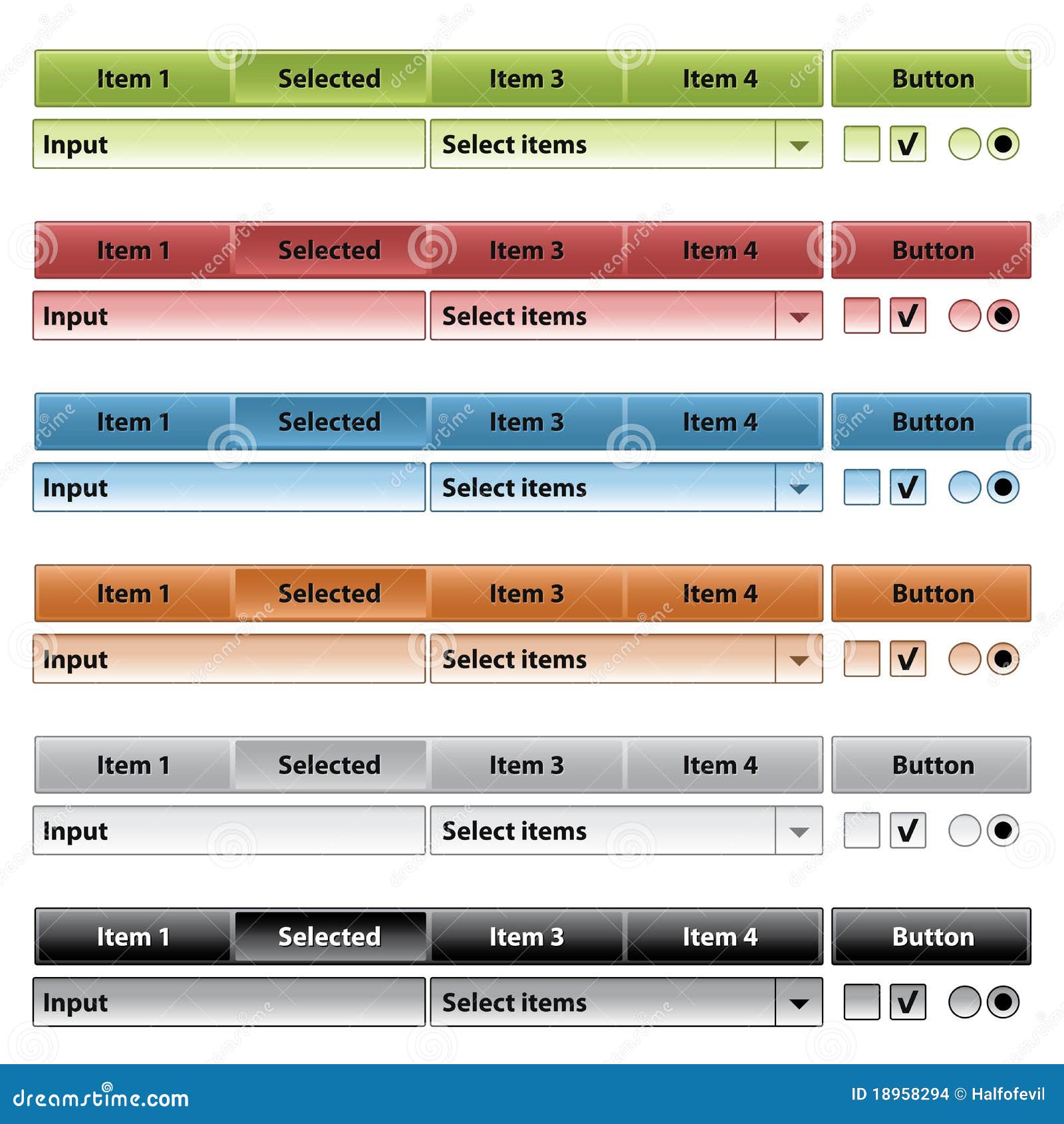 Interface items stock vector. Illustration of checkbox - 18958294