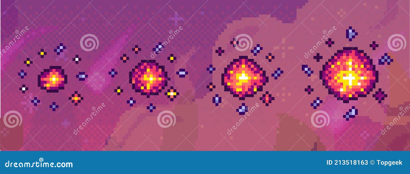 Orange Pixel Alien Sky with Unknown Substance. Pixelated Purple Space ...