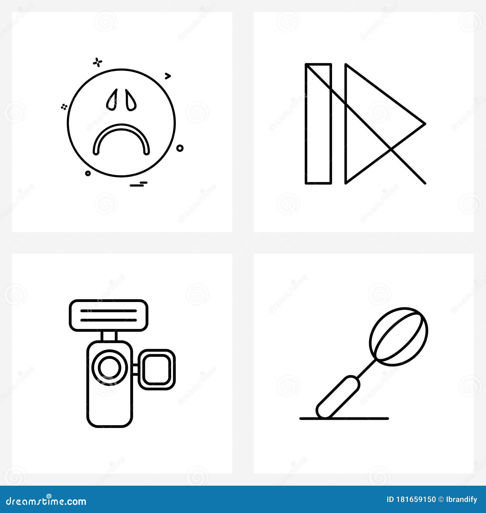4 Interface Line Icon Set of Modern Symbols on Emoji; Disable; Sad ...