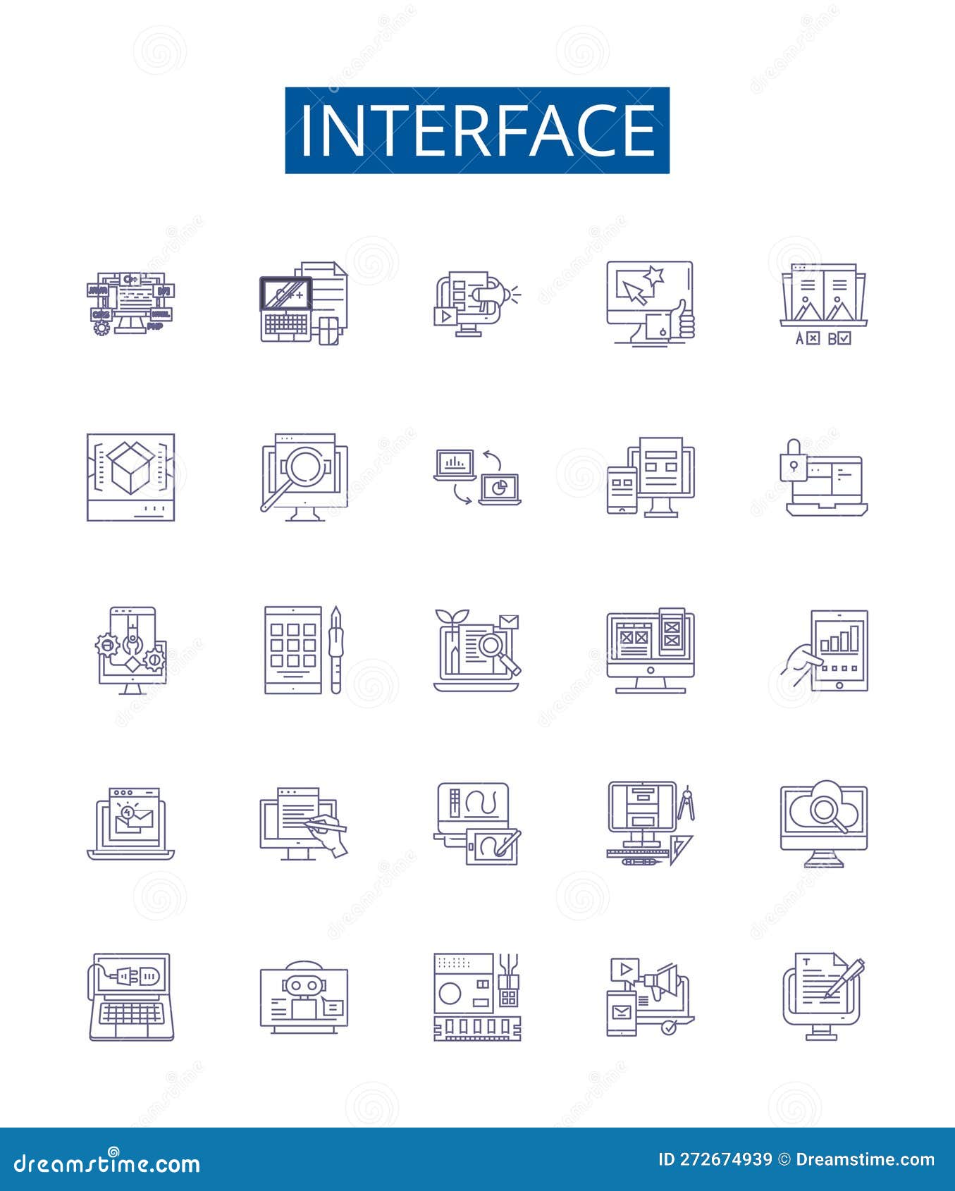 Interface Line Icons Signs Set. Design Collection of Interface ...