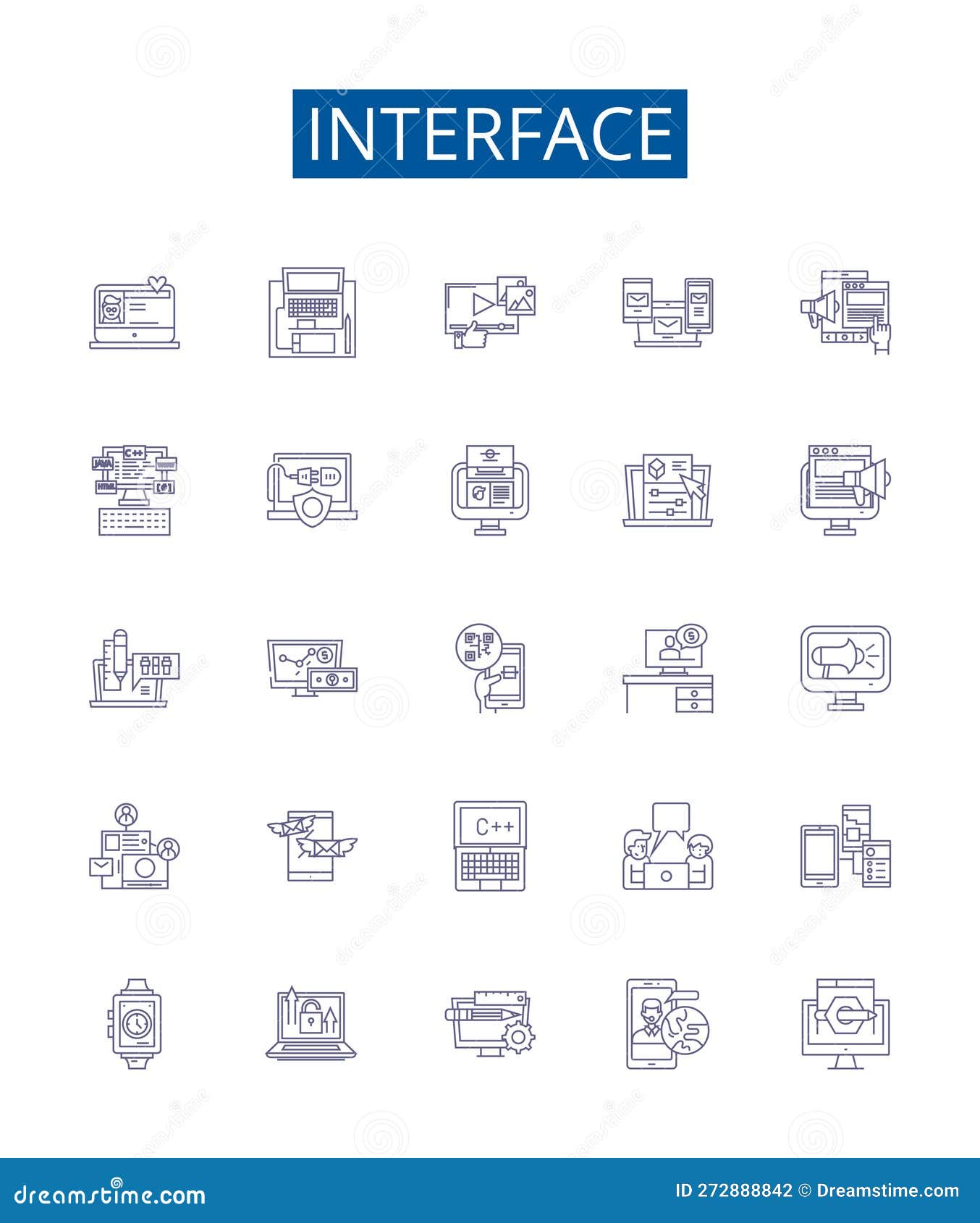 Interface Line Icons Signs Set. Design Collection of Interface ...