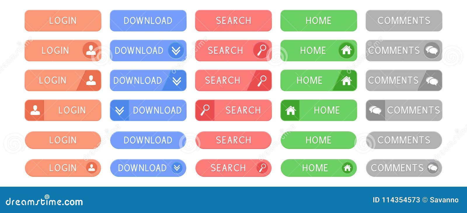 Interface Menu Buttons Set. Collection of Colored Web Buttons Stock ...