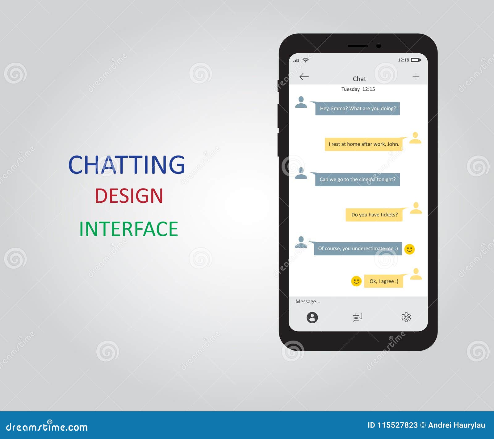 The Interface of the Mobile Phone. Application with a Dialog Box for ...