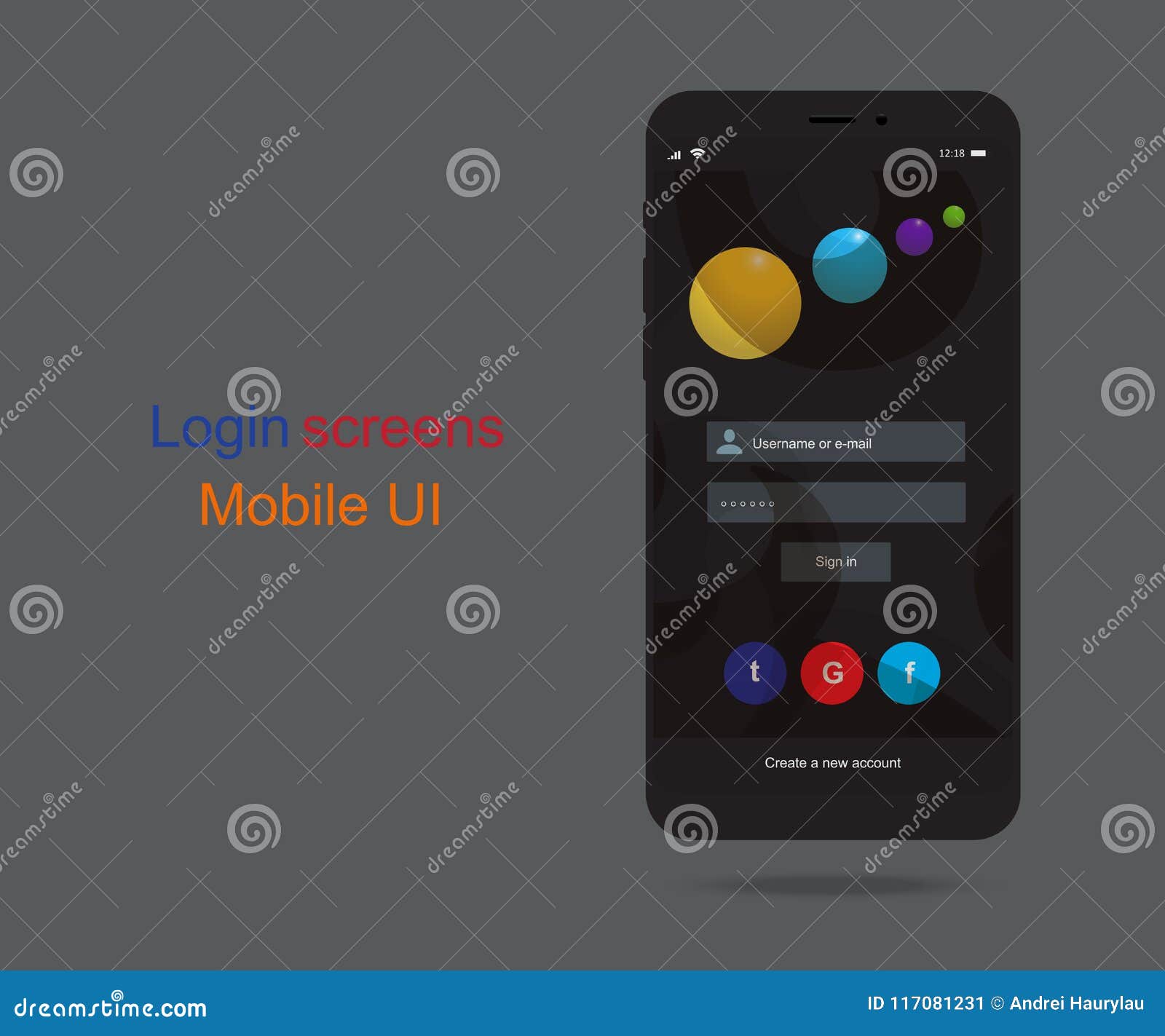 The Interface of the Mobile Phone. Application with a Login and ...