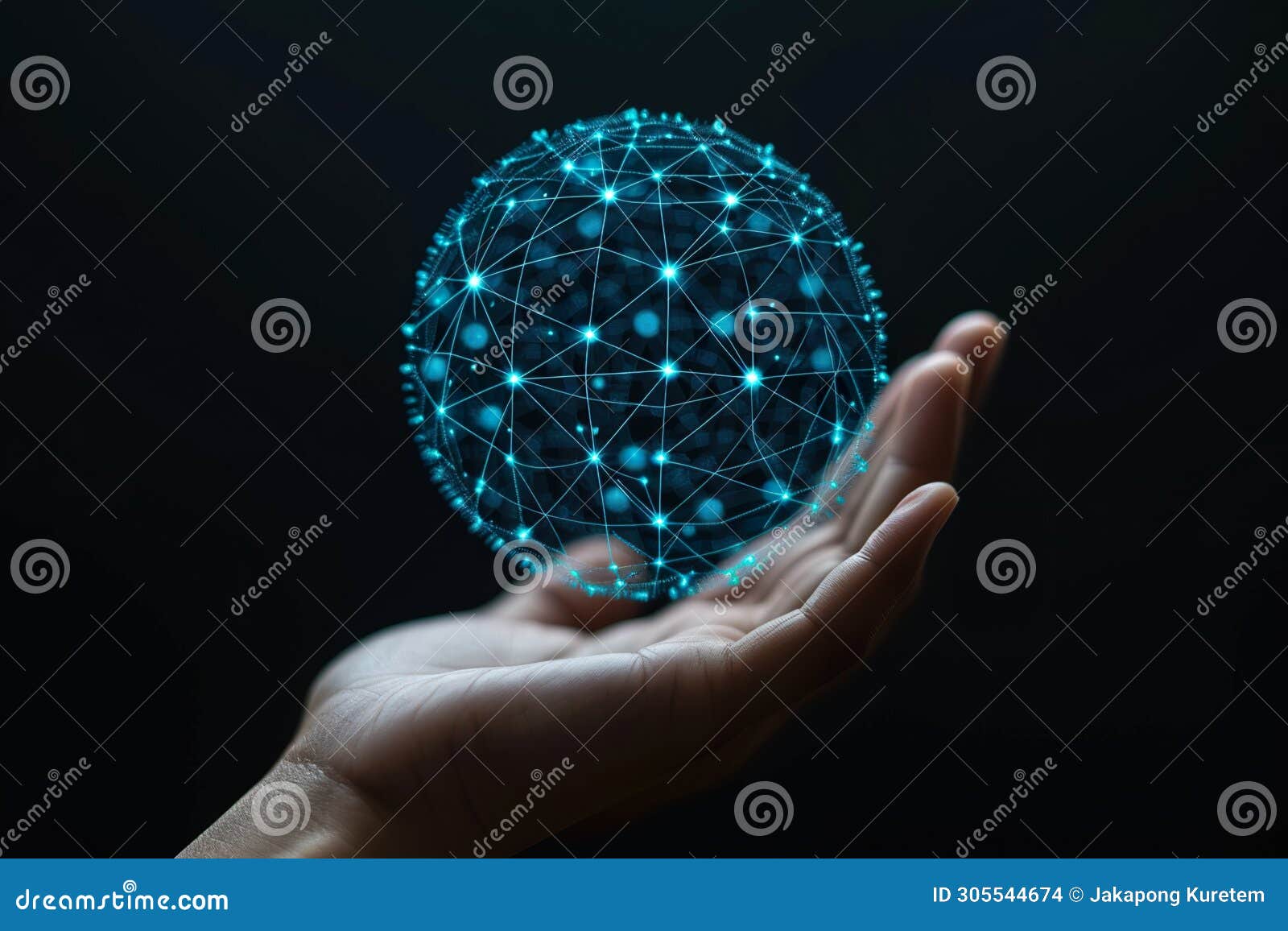 Interface Networks Connect Sphere on Hand. Stock Photo - Image of earth ...