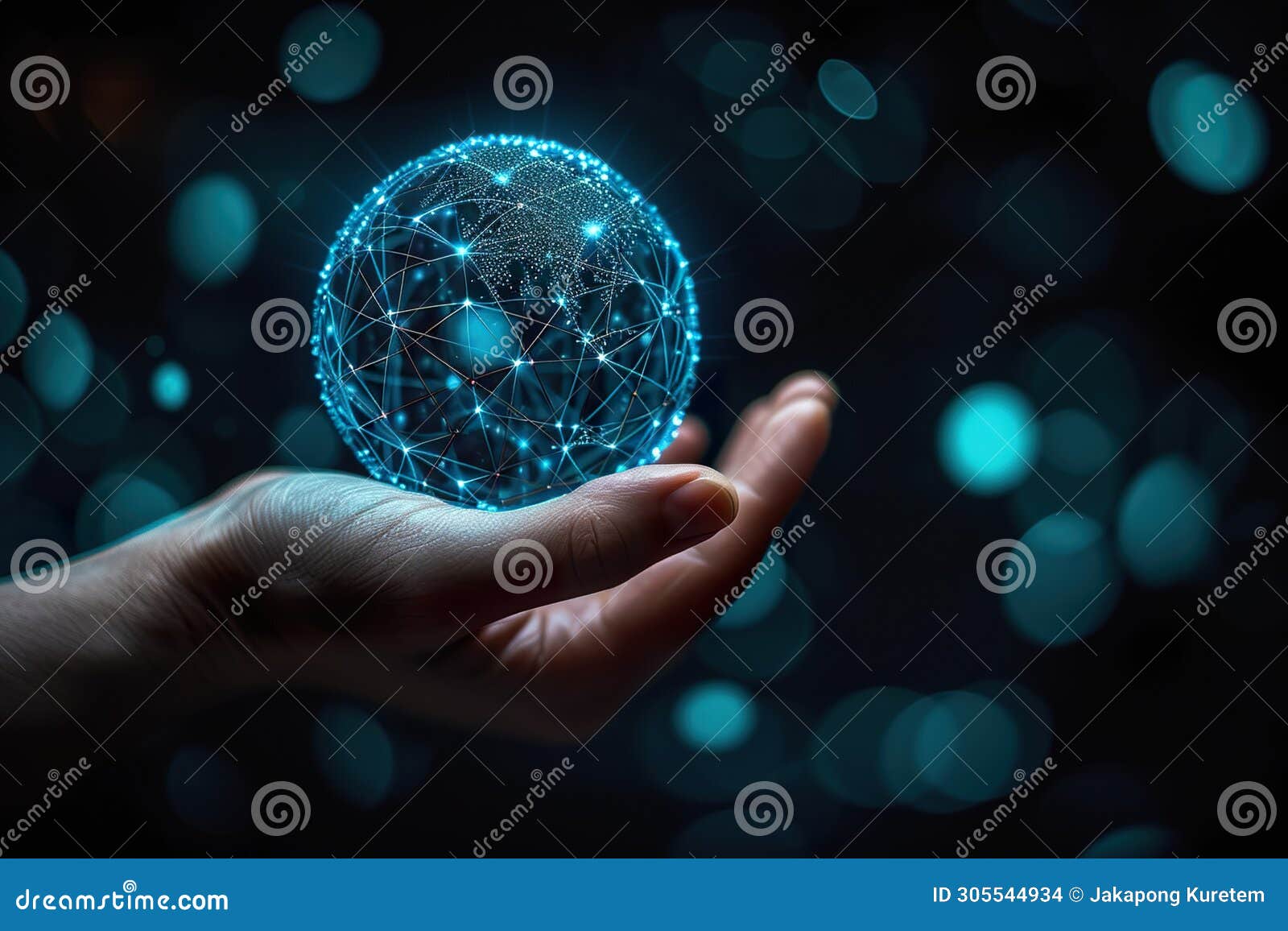 Interface Networks Connect Sphere on Hand. Stock Illustration ...