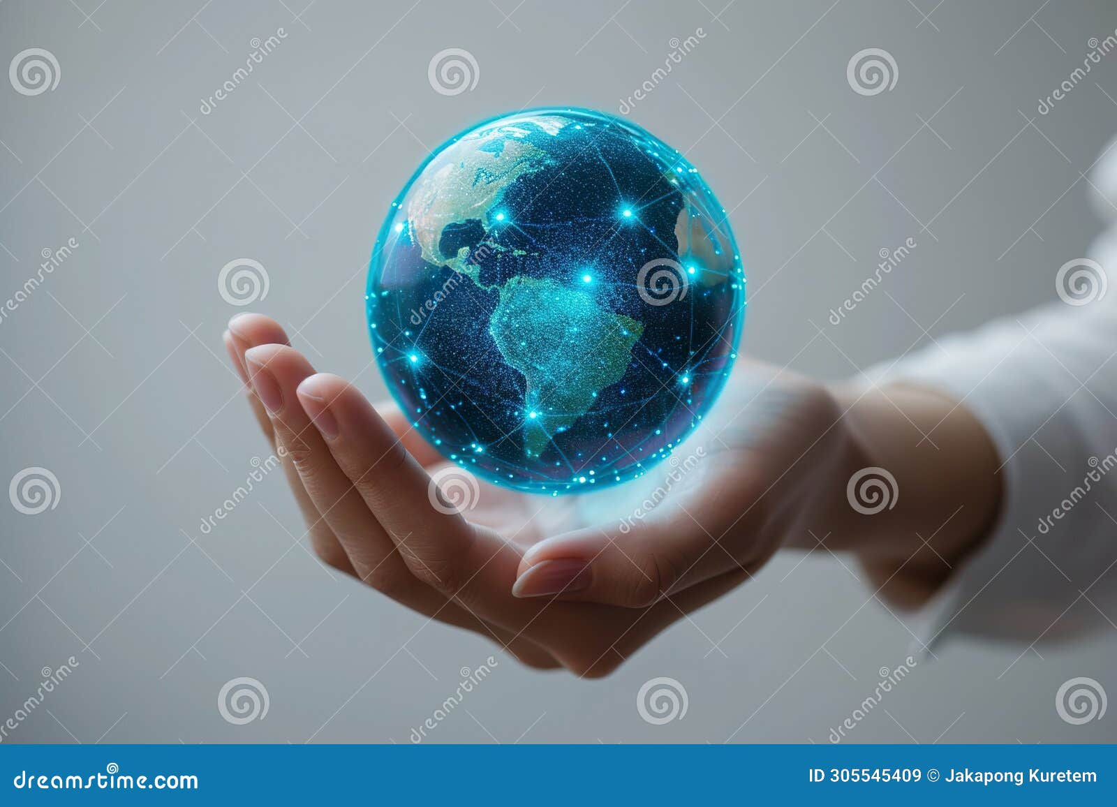 Interface Networks Connect Sphere on Hand. Stock Illustration ...