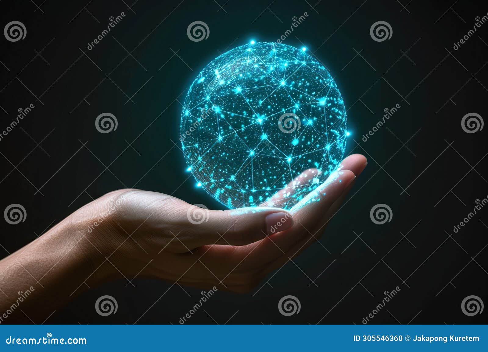 Interface Networks Connect Sphere on Hand. Stock Illustration ...