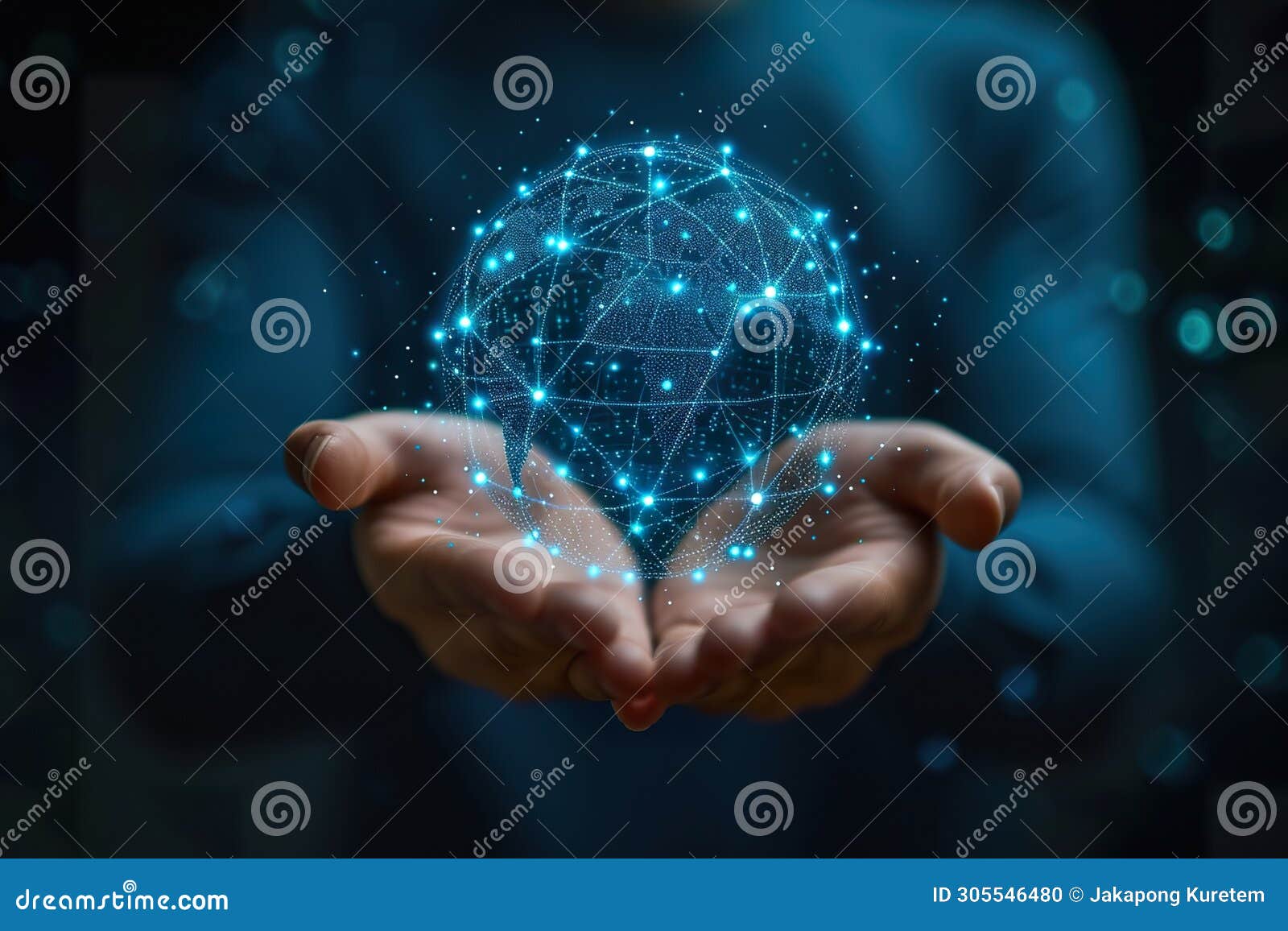 Interface Networks Connect Sphere on Hand. Stock Illustration ...