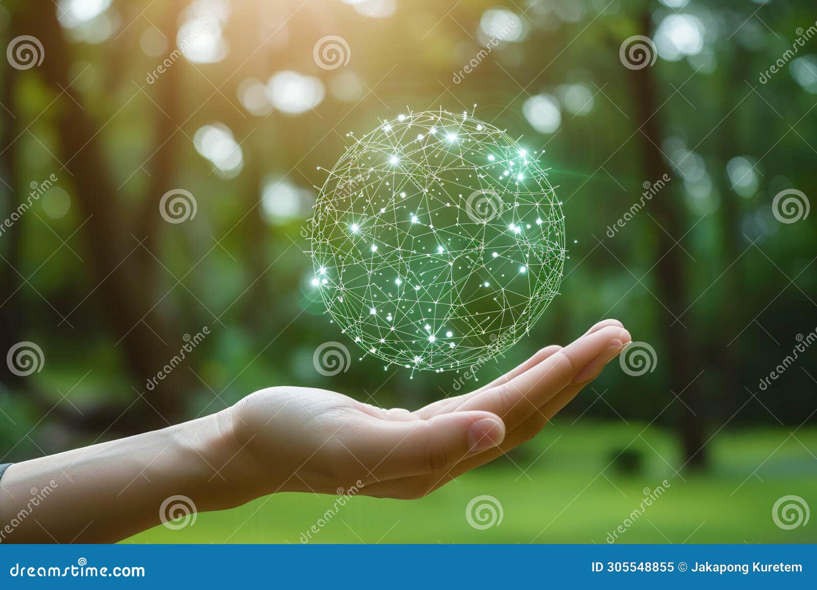 Interface Networks Connect Sphere on Hand. Stock Illustration ...