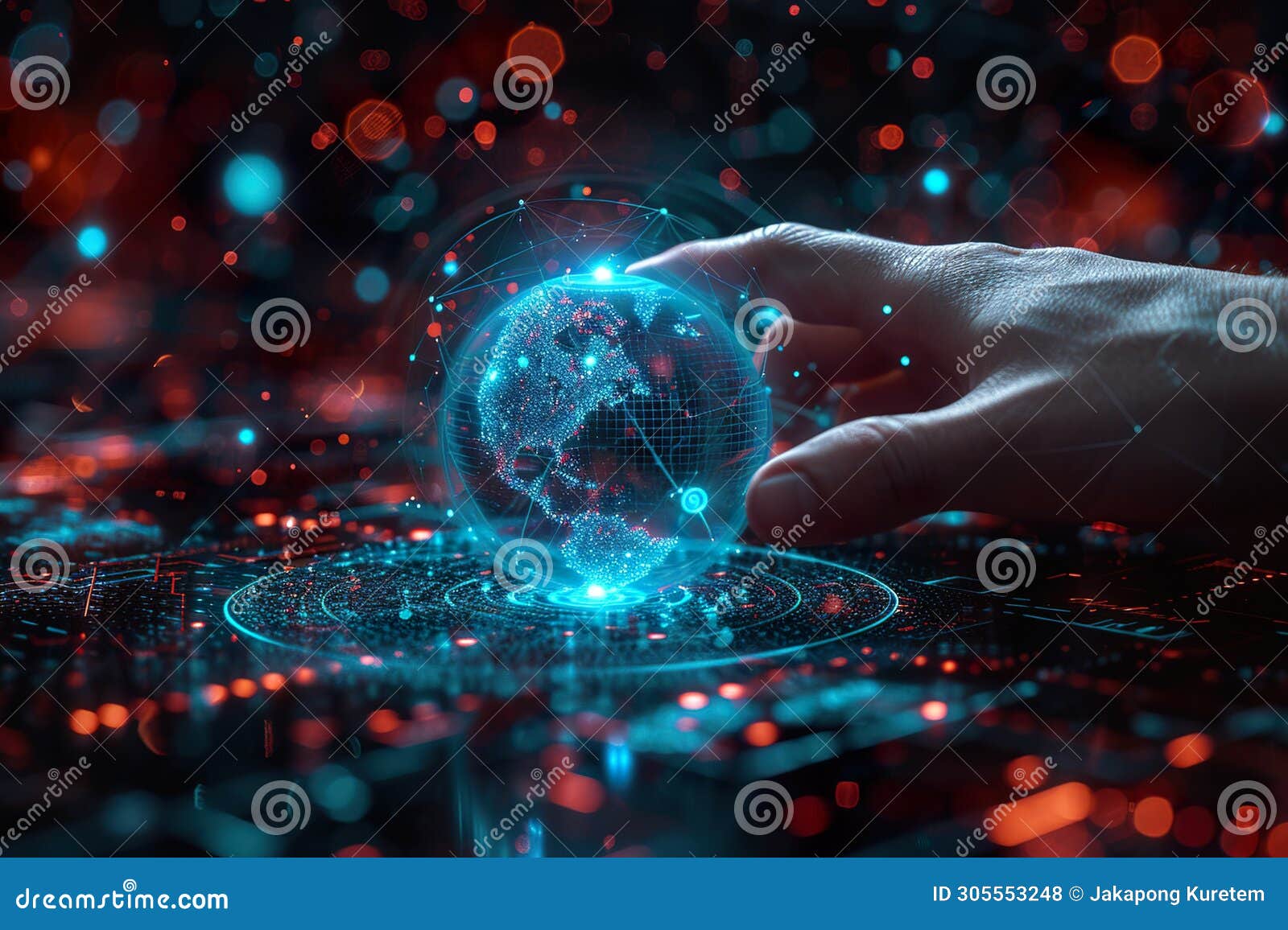 Interface Networks Connect Sphere on Hand. Stock Photo - Image of ...
