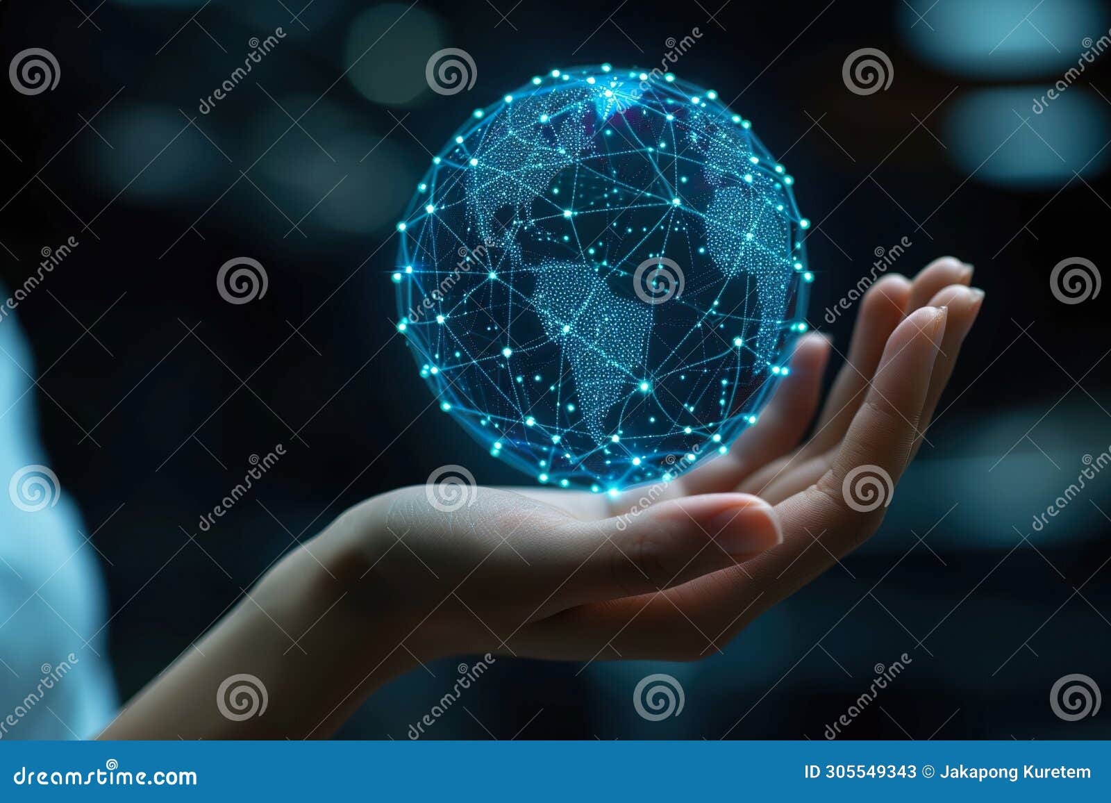 Interface Networks Connect Sphere on Hand. Stock Illustration ...