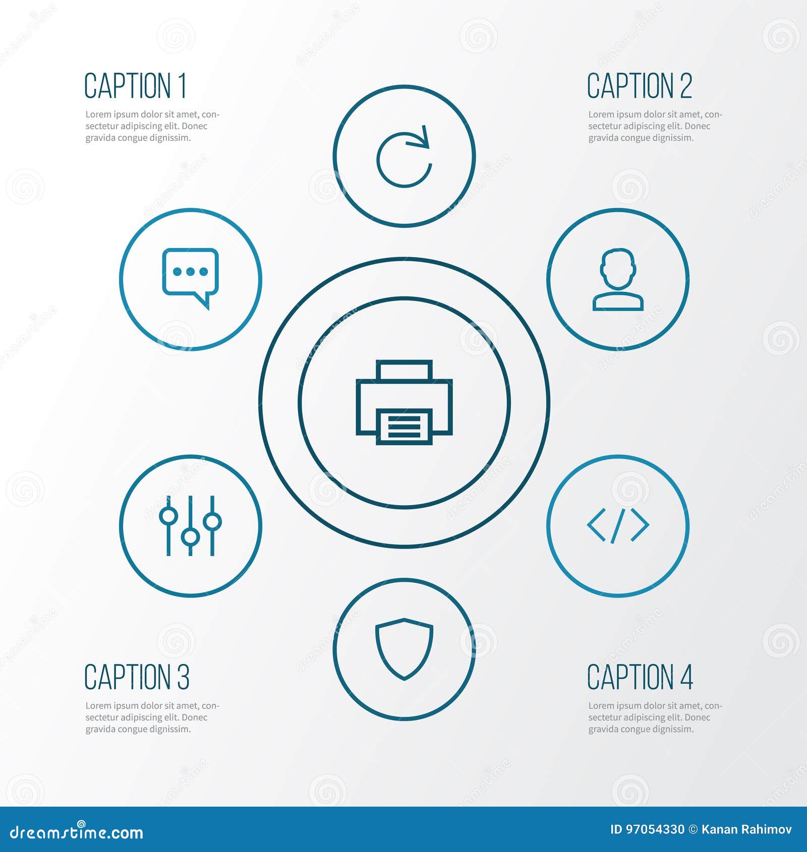 Interface Outline Icons Set. Collection of Stabilizer, Print, User and ...