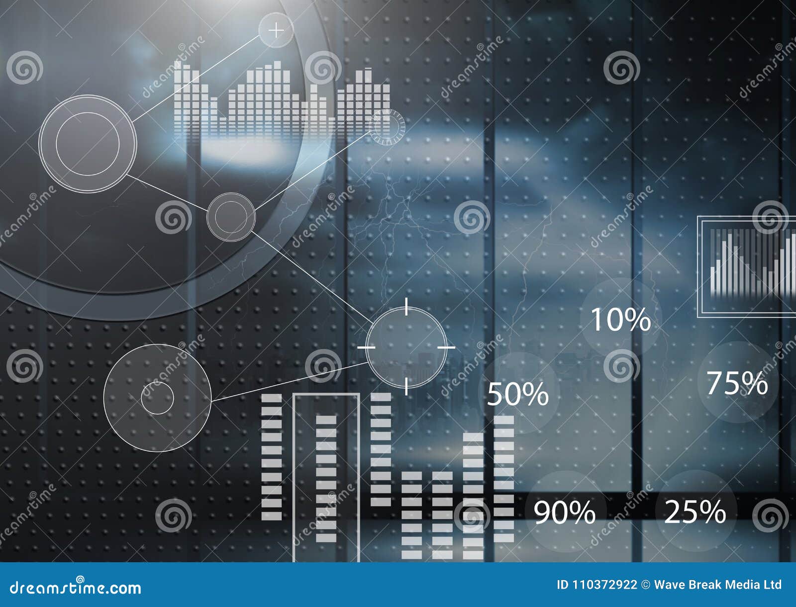 Interface Overlay of Connection Statistics Graphics with Dark ...