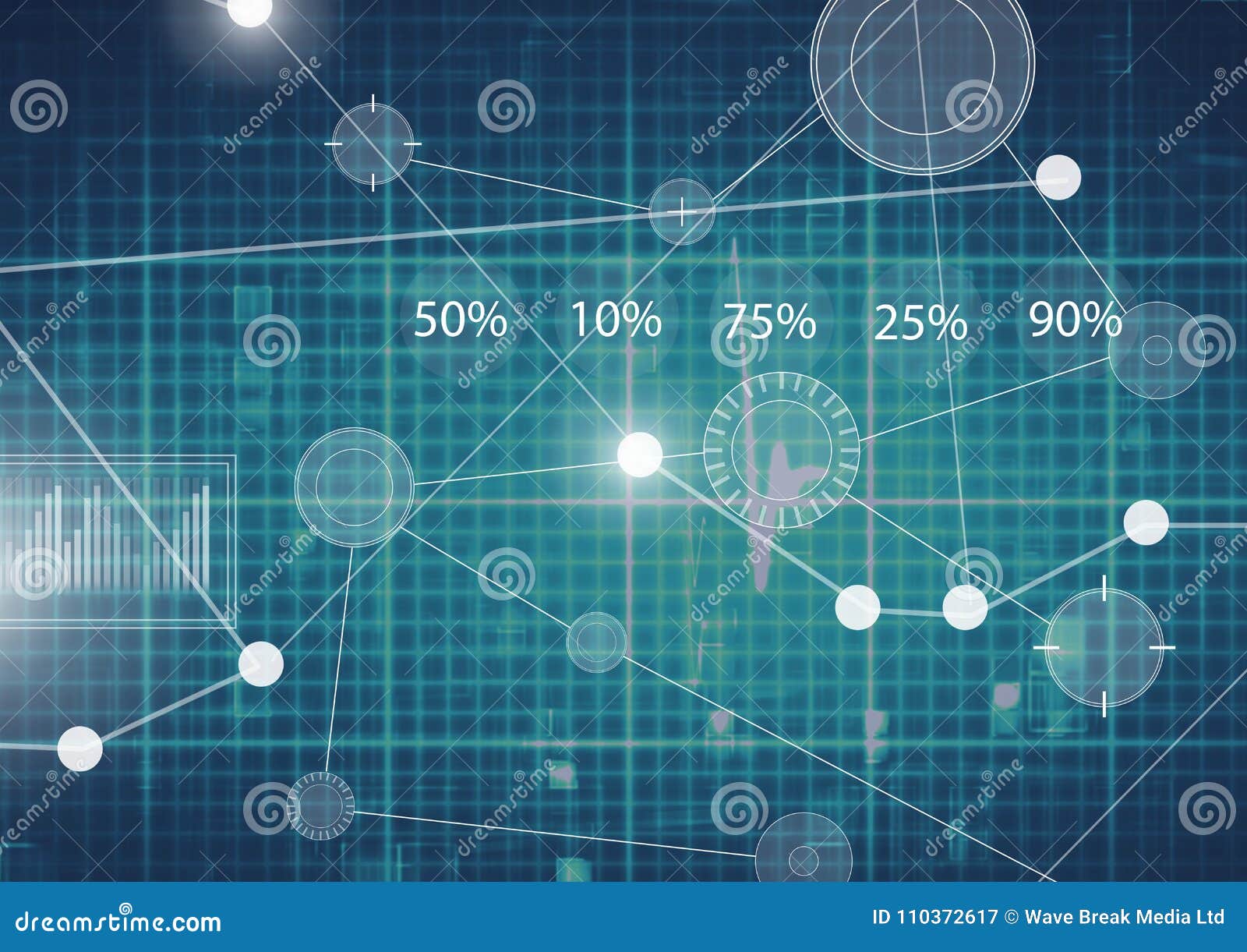 Interface Overlay of Connection Statistics Graphics with Green Grid ...
