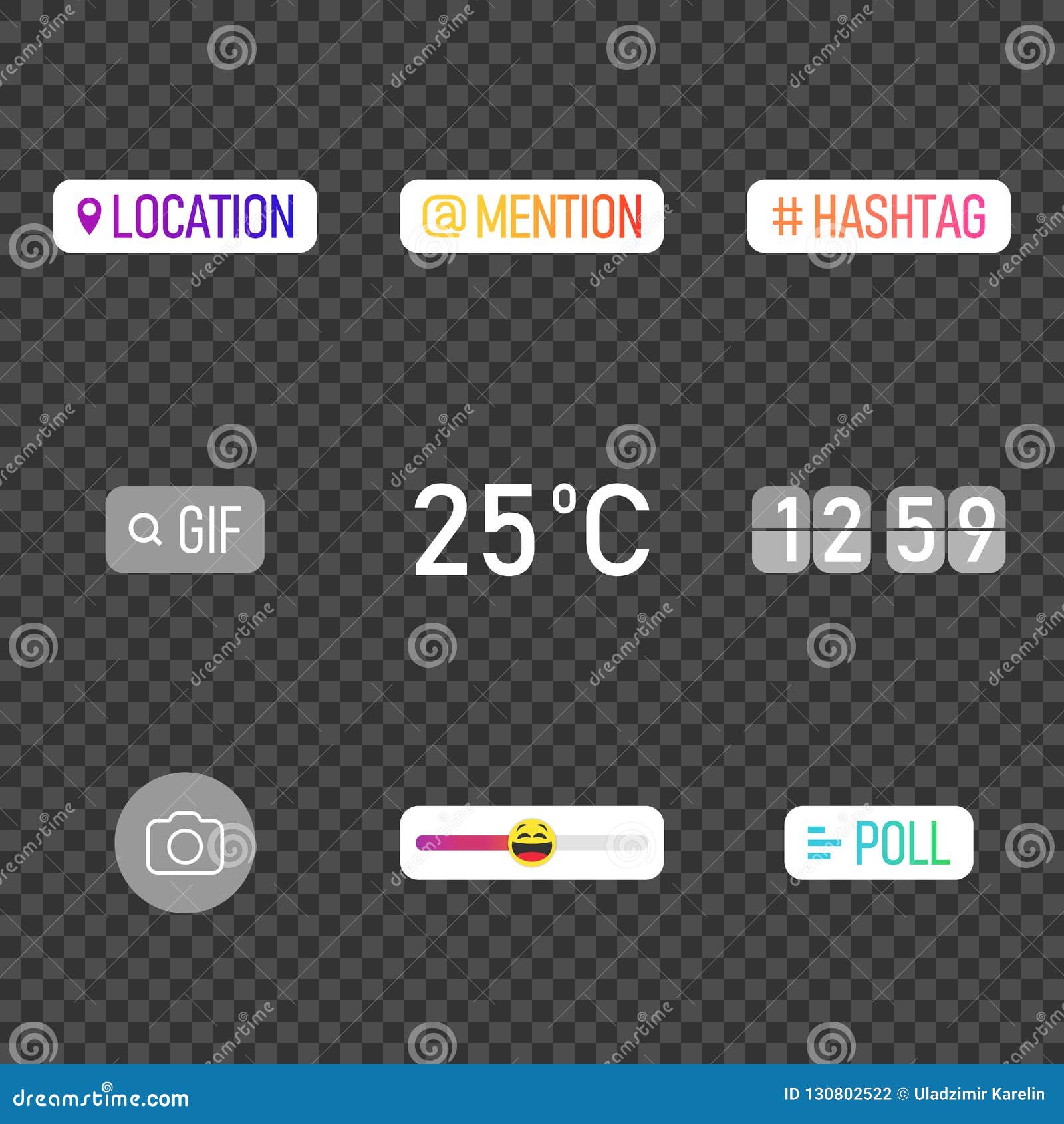 Interface in Popular Social Media. Icons Stories Social Media. Template ...