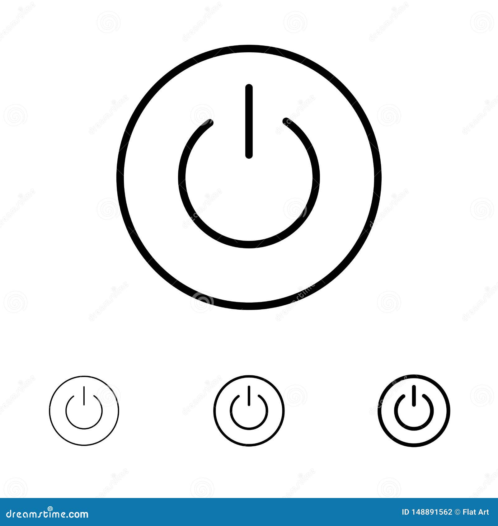 Interface, on, Power, Ui, User Bold and Thin Black Line Icon Set Stock ...
