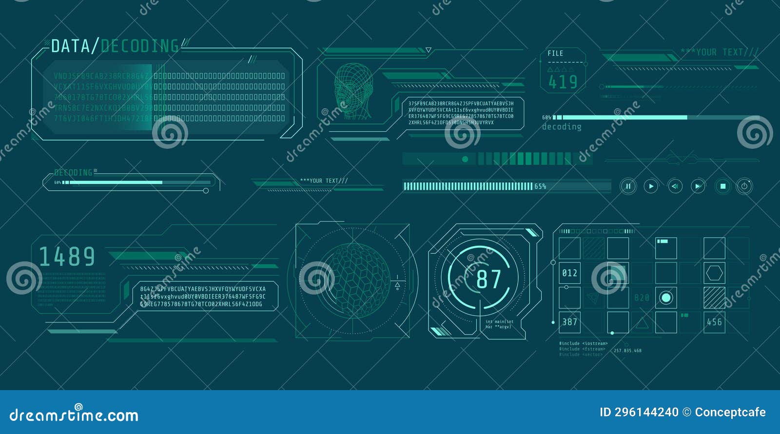 HUD Interface Design for Decoding Big Data. Stock Vector - Illustration ...