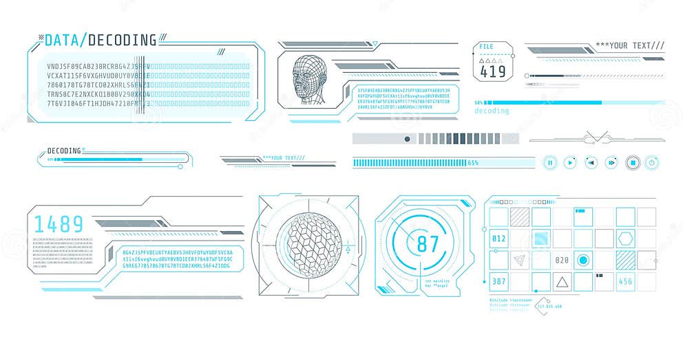 HUD Interface Design for Decoding Big Data. Stock Illustration ...