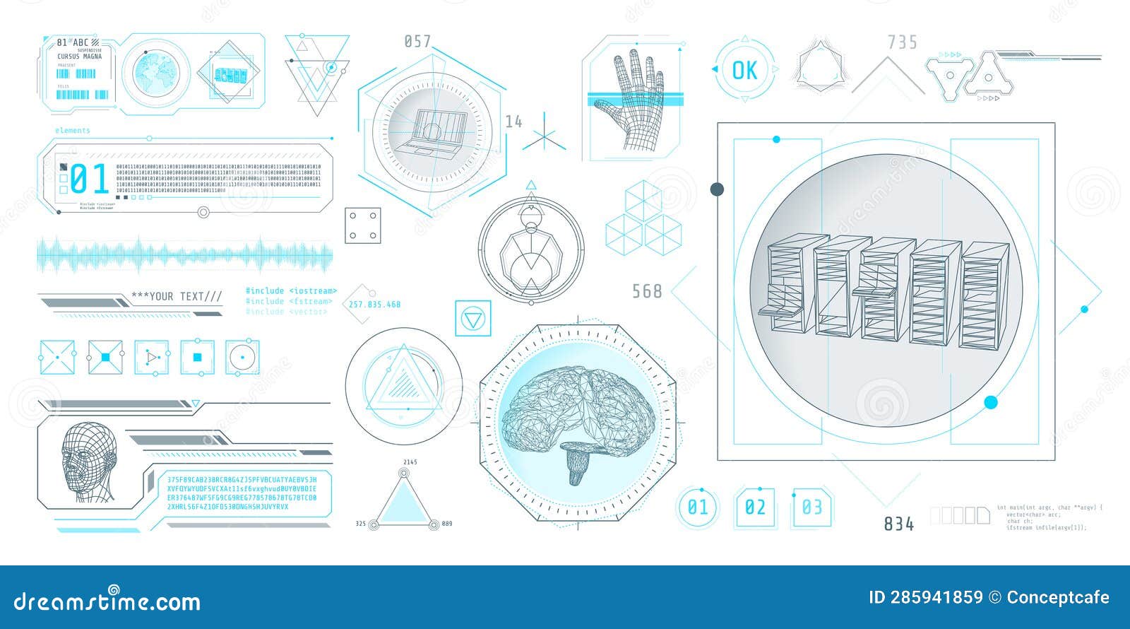 HUD Interface Design for Decoding Big Data. Stock Vector - Illustration ...