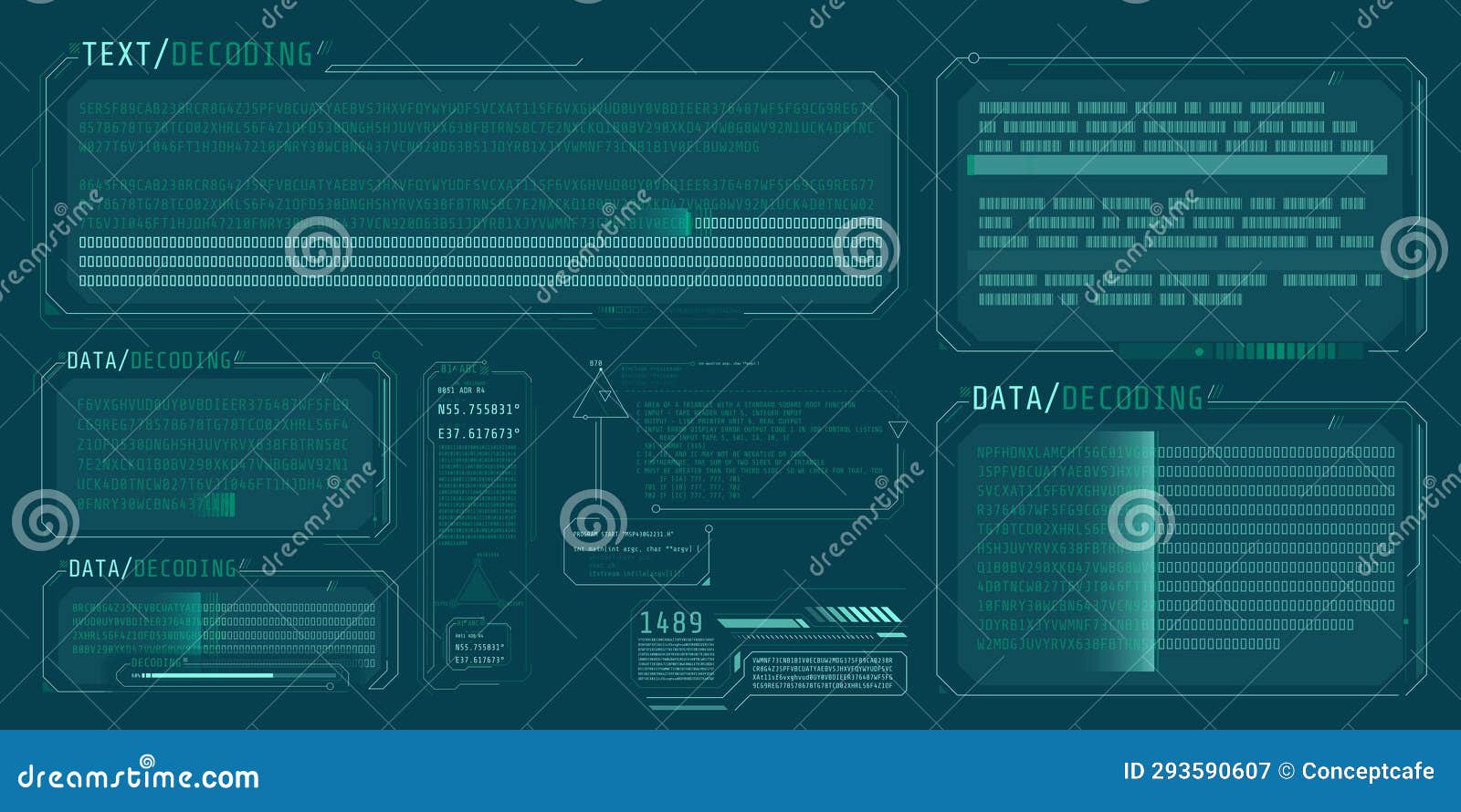 HUD Interface Design for Decoding Big Data. Stock Vector - Illustration ...
