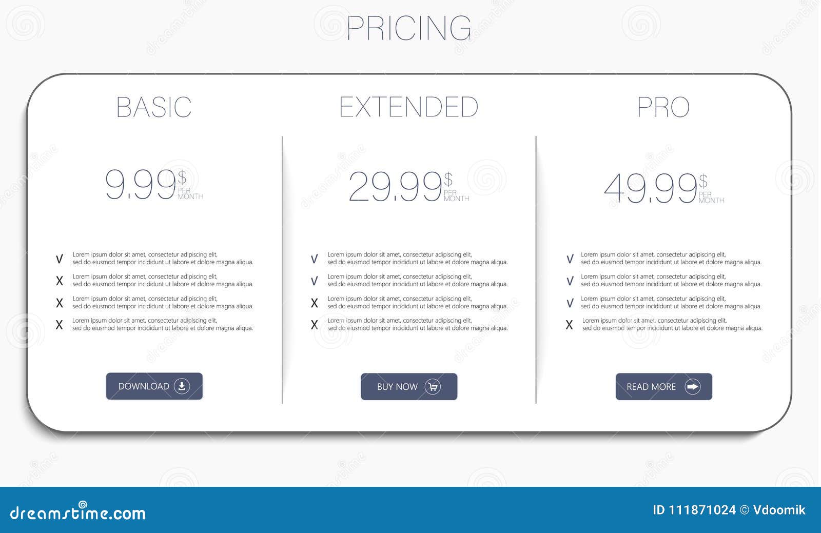 Price List, Hosting Plans and Web Boxes Banners Design. Three Tariffs ...