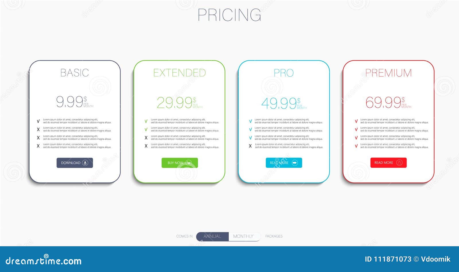 Price List, Hosting Plans and Web Boxes Banners Design. Three Tariffs ...