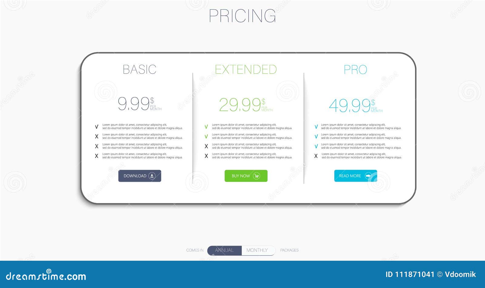 Price List, Hosting Plans and Web Boxes Banners Design. Three Tariffs ...