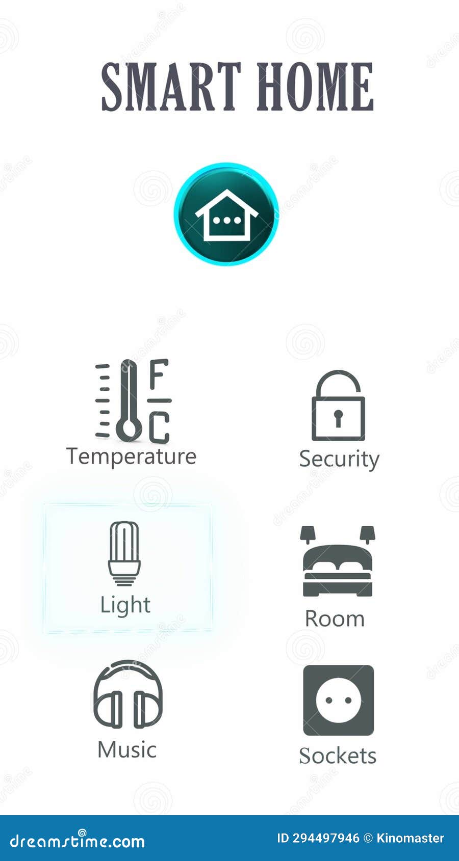 Interface of a Smart House Smartphone App, Control Panel, Security ...