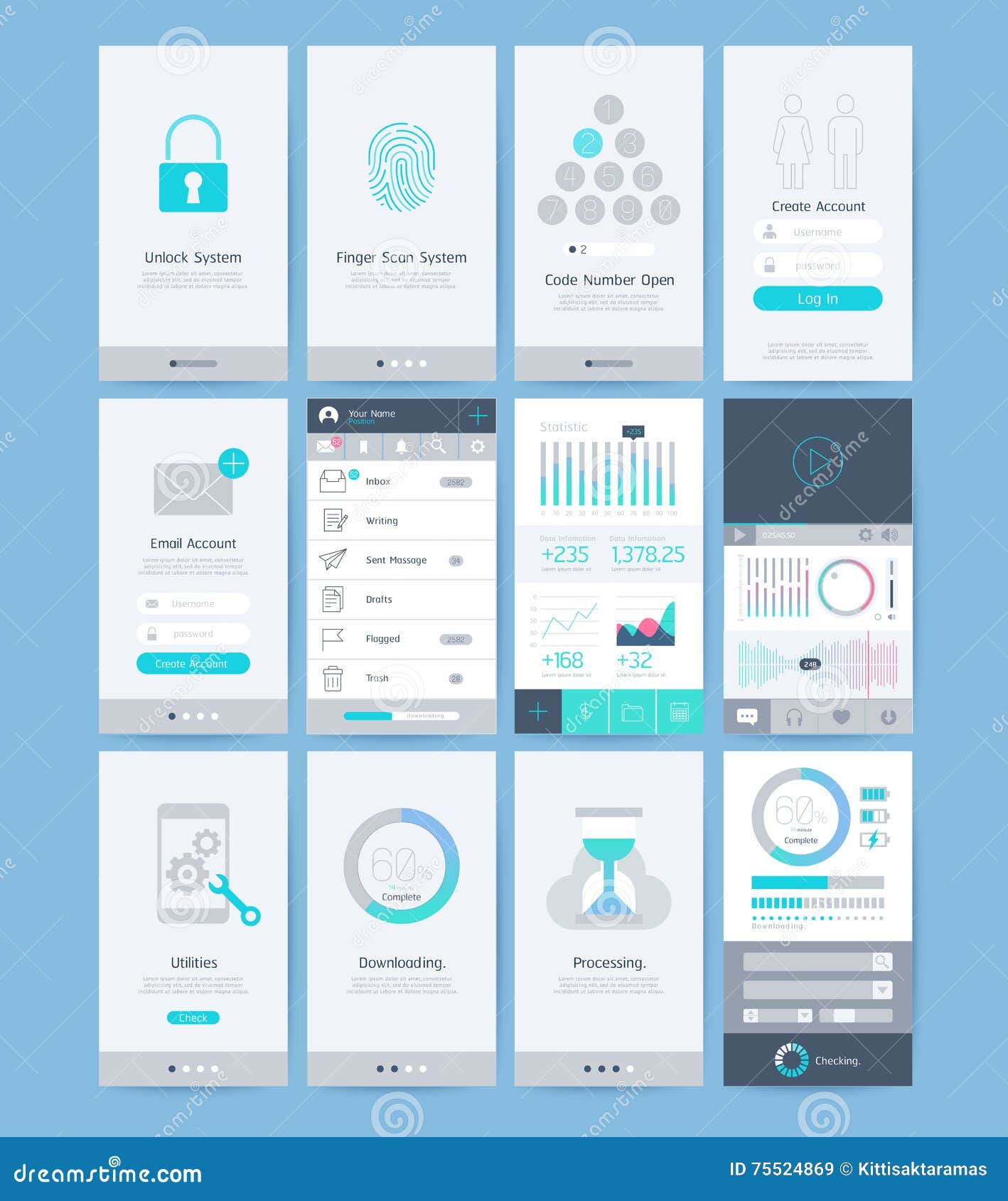 Interface and UI Design Elements. Stock Vector - Illustration of ...