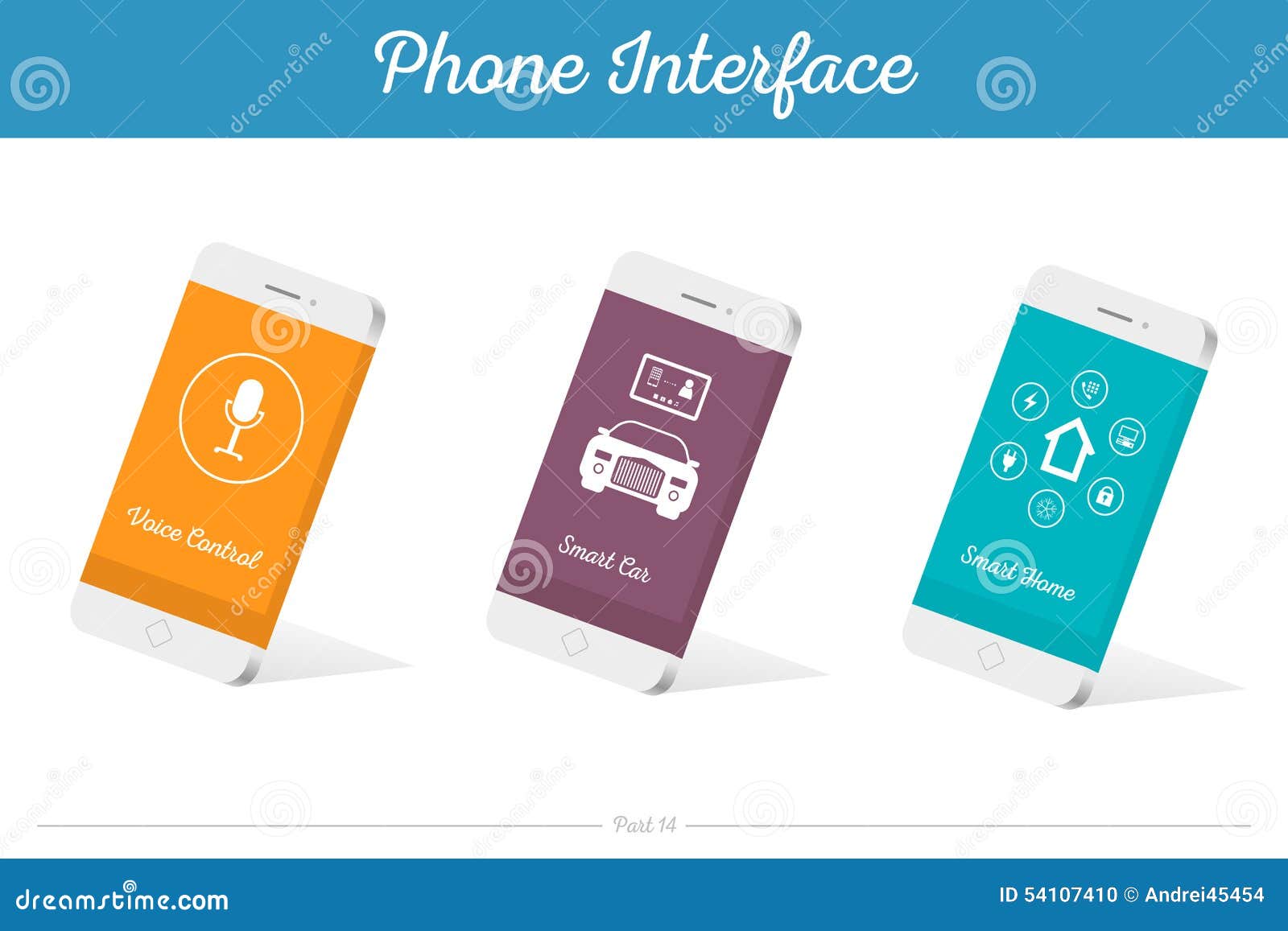 Interface Vector 3D Smartphone Models with Media Symbols Stock ...