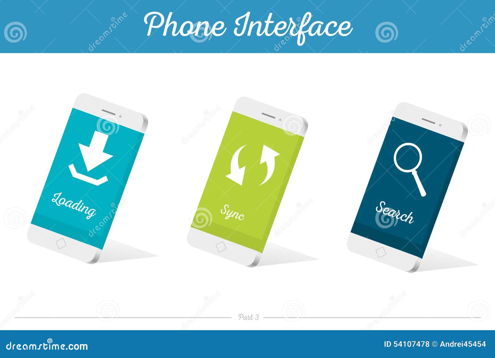 Interface Vector 3D Smartphone Models with Media Symbols Stock ...