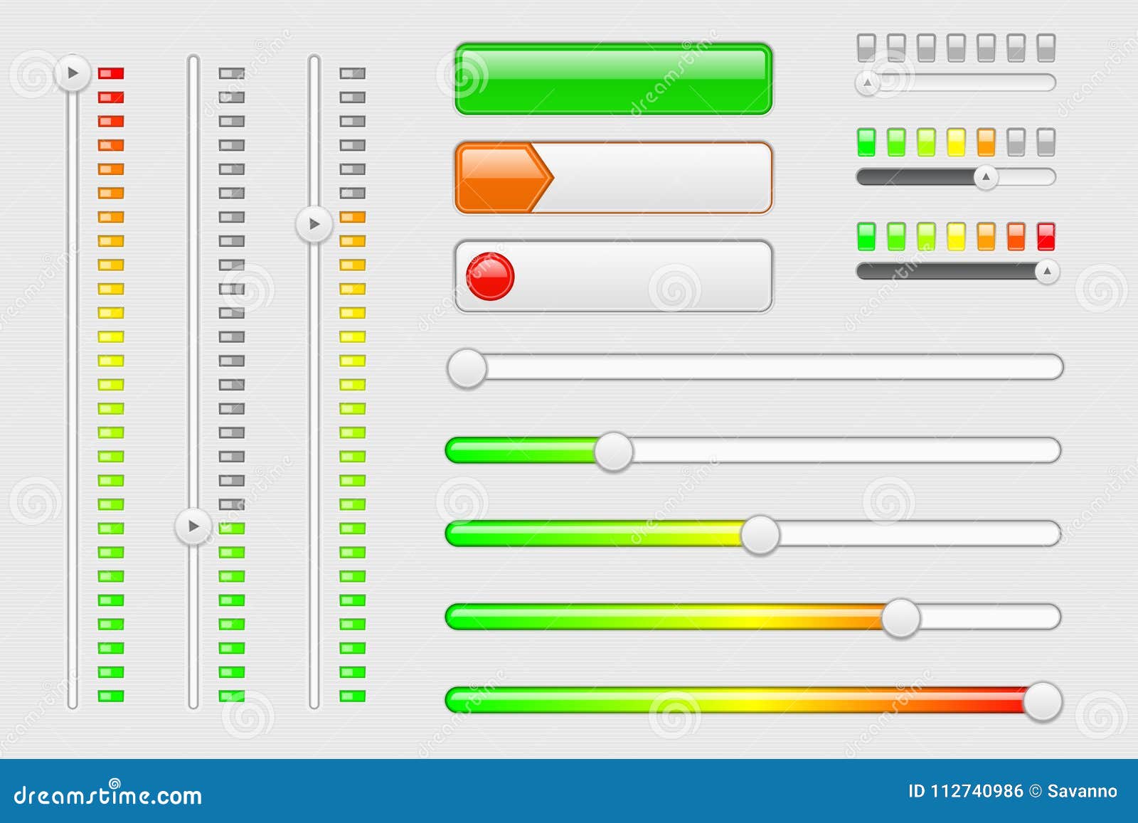 Interface Web Elements. Internet Sliders, Volume Level Bars Stock ...